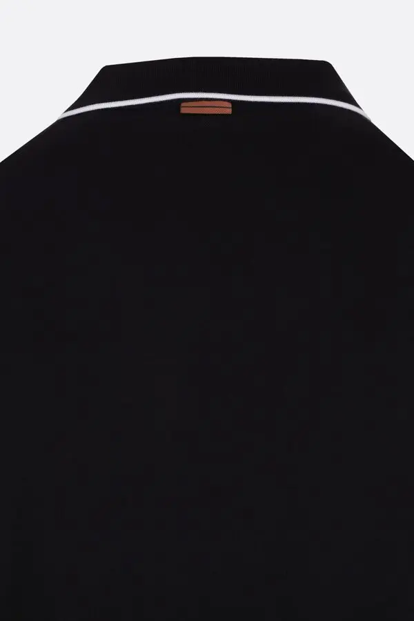 Zegna Logo Embroidered Polo Shirt - Black