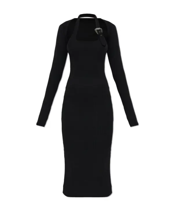 Versace Ribbed Cross-neck Midi Dress