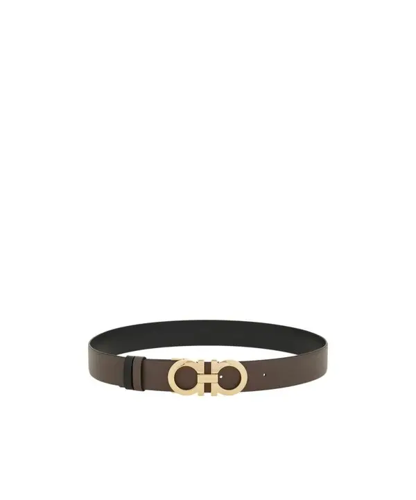 FERRAGAMO Reversible And Adjustable Gancini Belt - Concrete/black