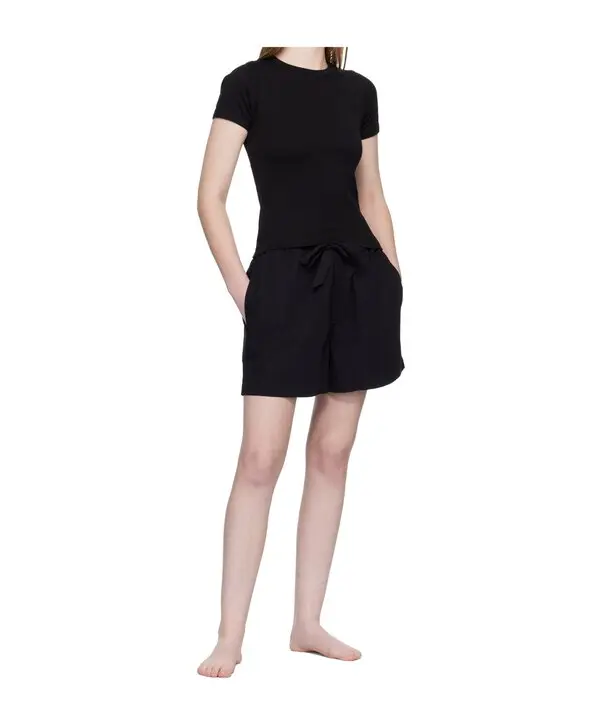 TEKLA Drawstring Lounge Shorts - All Black