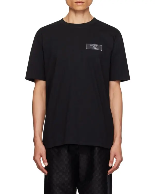 Balmain Logo-patch Crewneck T-shirt - Black
