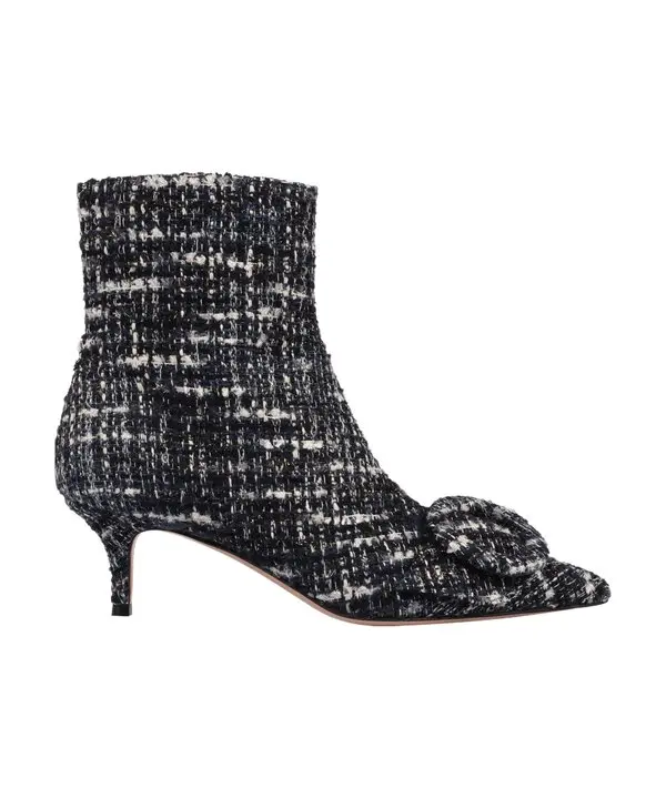GIANVITO ROSSI Pointed Toe Tweed Ankle Boots