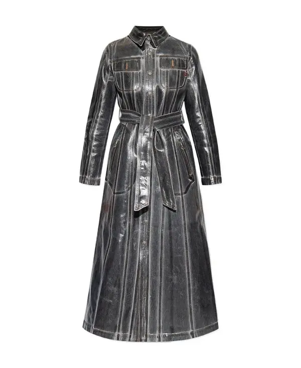 DIESEL® De-flaminty-z-fsb Tied Waist Shirt Dress - Black