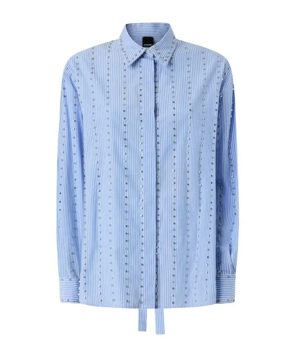Pinko Striped Embellished Shirt With Belt