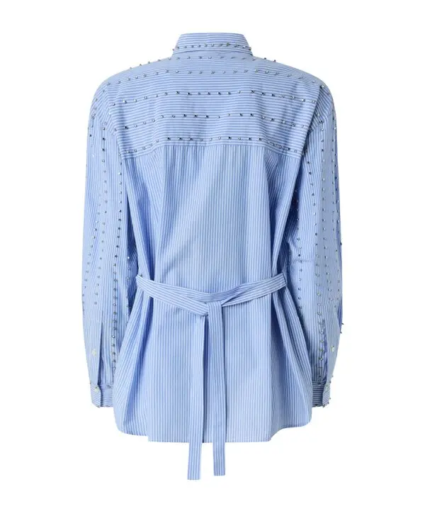 Pinko Striped Embellished Shirt With Belt