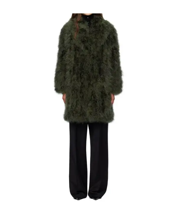 YVES SALOMON Long Feather Coat - Green