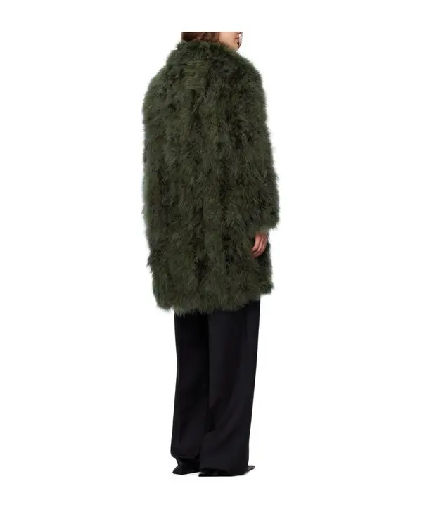 YVES SALOMON Long Feather Coat - Green