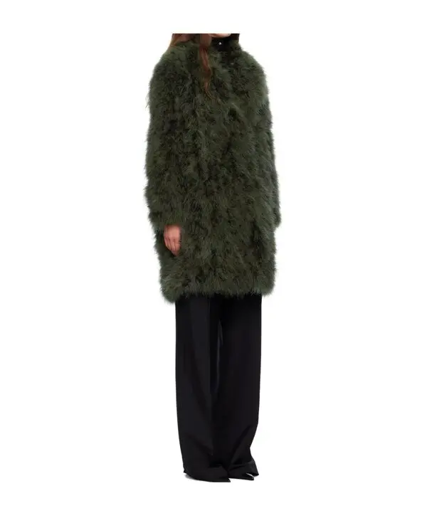 YVES SALOMON Long Feather Coat - Green