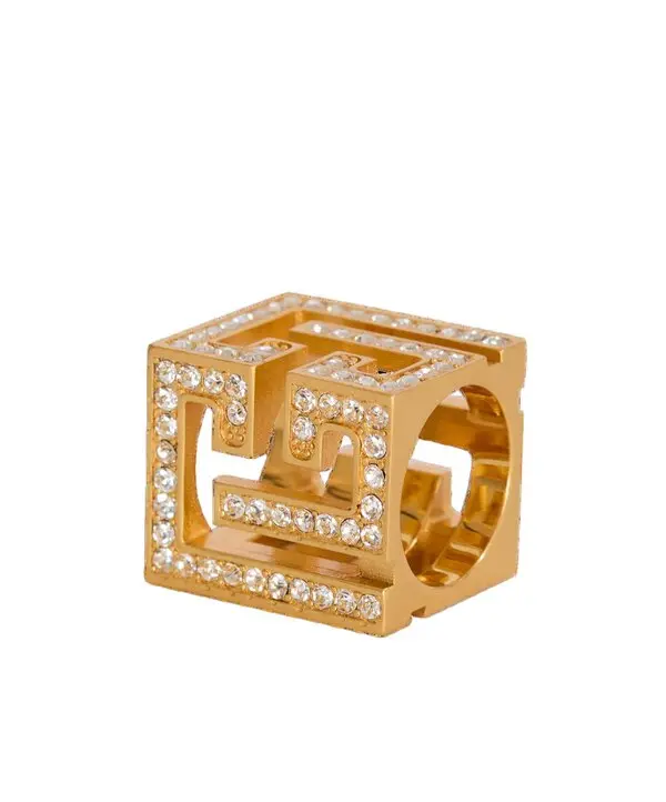 Balmain Embellished Cube Ring - Silver