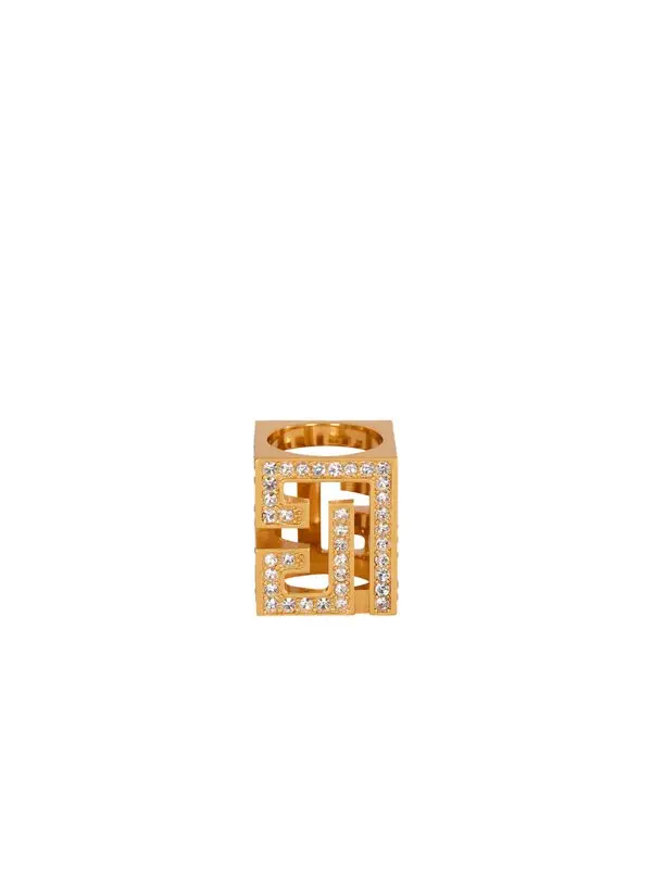 Balmain Embellished Cube Ring - Silver