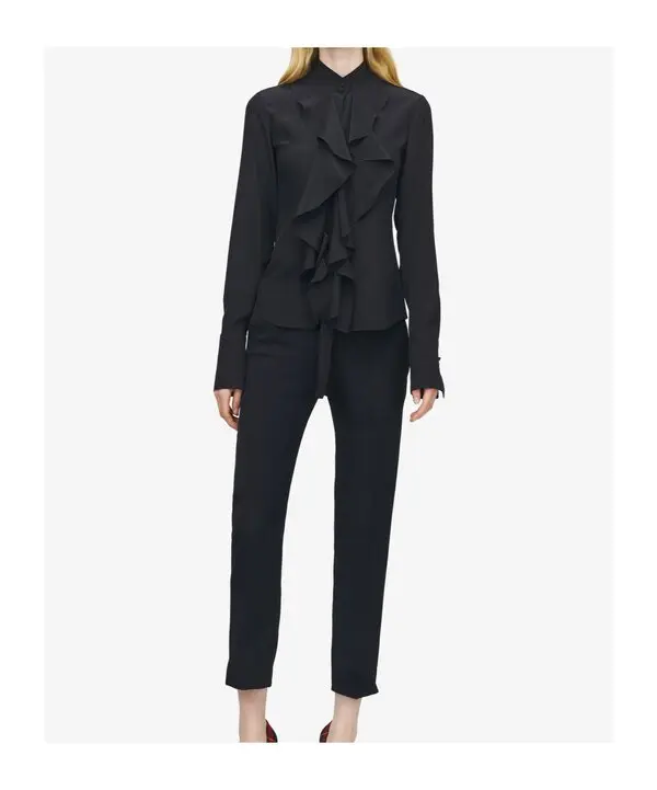Alexander McQueen Crêpe De Chine Ruffled Blouse - Black