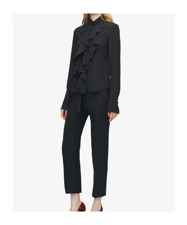 Alexander McQueen Crêpe De Chine Ruffled Blouse - Black
