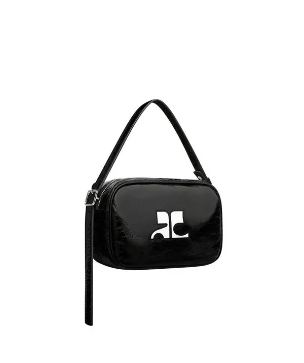COURREGES Logo Detail Leather Shoulder Bag