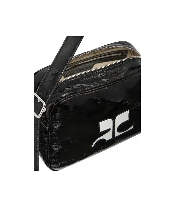 COURREGES Logo Detail Leather Shoulder Bag