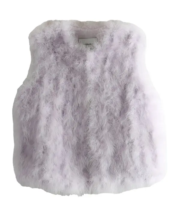 YVES SALOMON Cropped Feather Vest - Purple