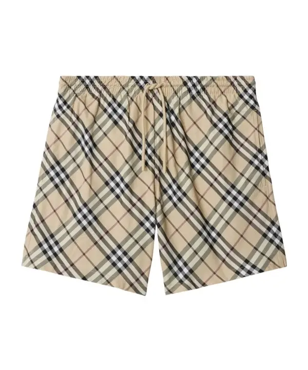 Burberry Checked Swim Shorts With Elasticated Waistband And Drawstring - Nude