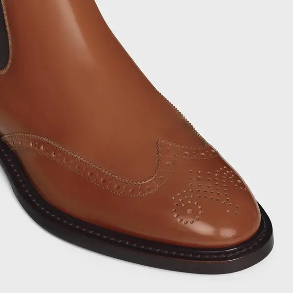 Celine Donavan Chelsea Boot With Brogues In Polished Bull