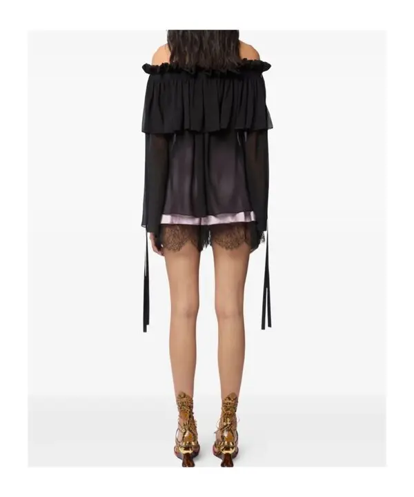 Nina Ricci Off-the-shoulder Silk Blouse With Bow Detail - Black
