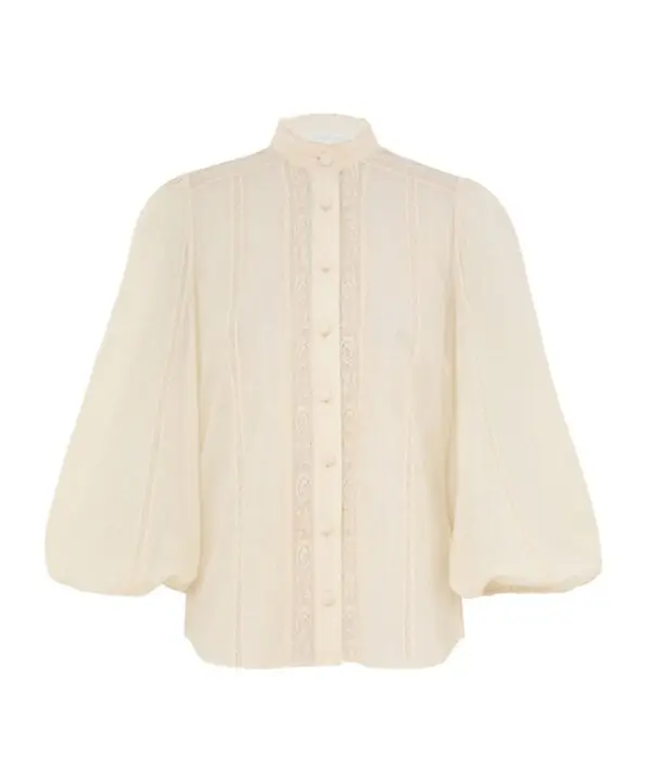 Zimmermann Halliday Laced Trim Shirt - Cream