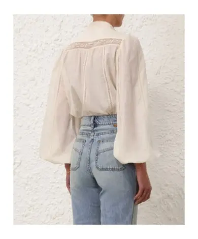 Zimmermann Halliday Laced Trim Shirt - Cream