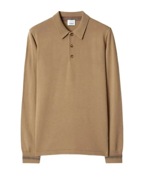Burberry Logo Wool Sweater With Striped Trim