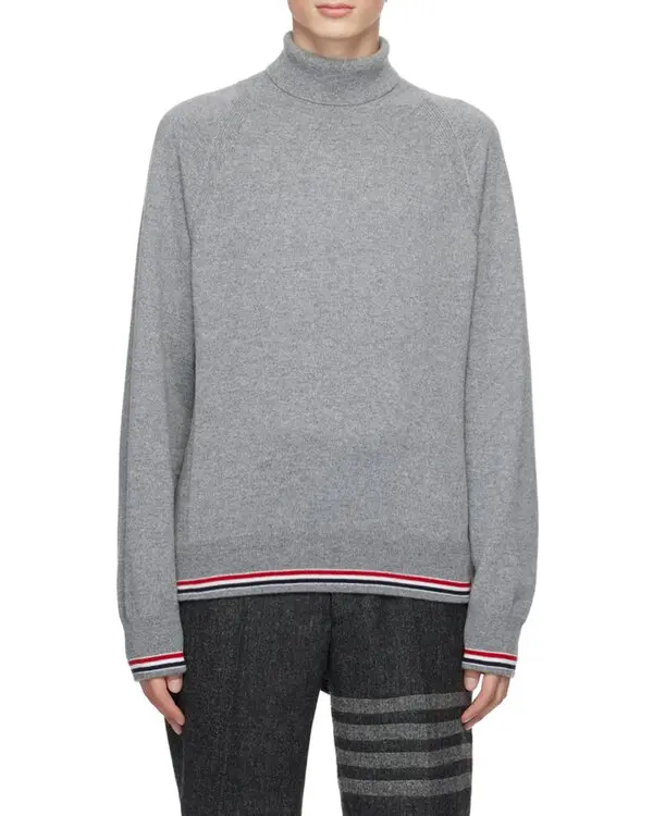 Thom Browne Cashmere Turtle-neck Sweater With Striped Detail