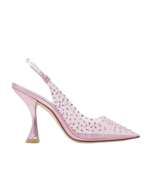 STUART WEITZMAN Embellished Transparent Slingback Pumps