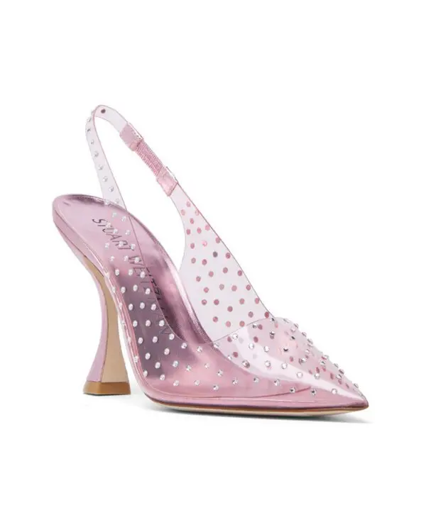 STUART WEITZMAN Embellished Transparent Slingback Pumps