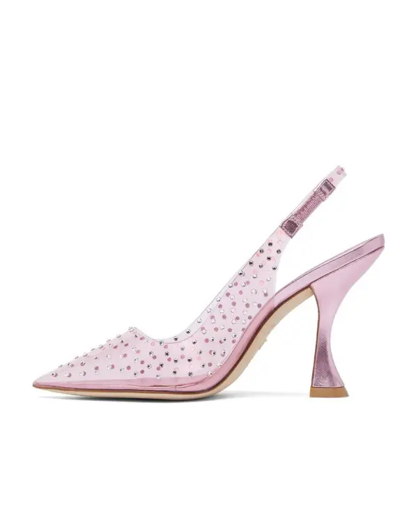 STUART WEITZMAN Embellished Transparent Slingback Pumps
