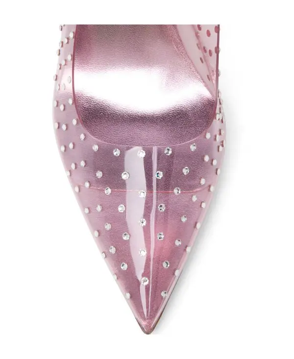 STUART WEITZMAN Embellished Transparent Slingback Pumps