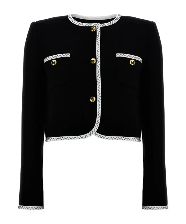 Moschino Collarless Single-breasted Short Jacket - Black