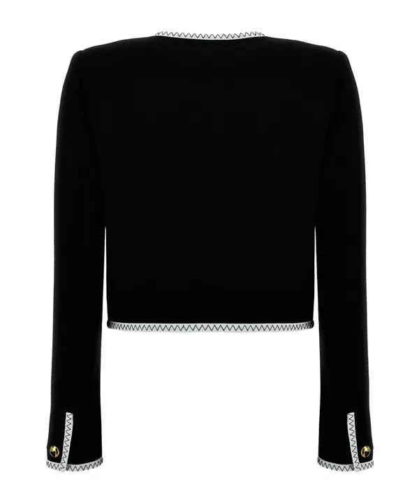 Moschino Collarless Single-breasted Short Jacket