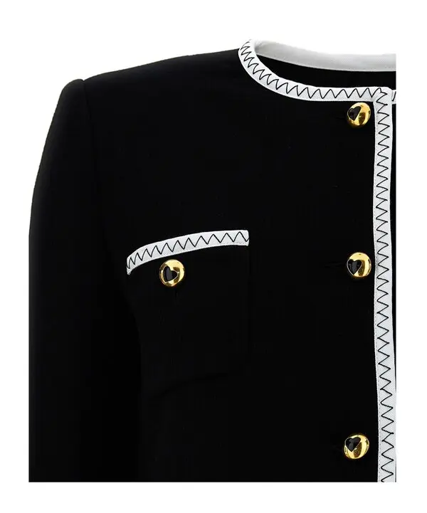 Moschino Collarless Single-breasted Short Jacket
