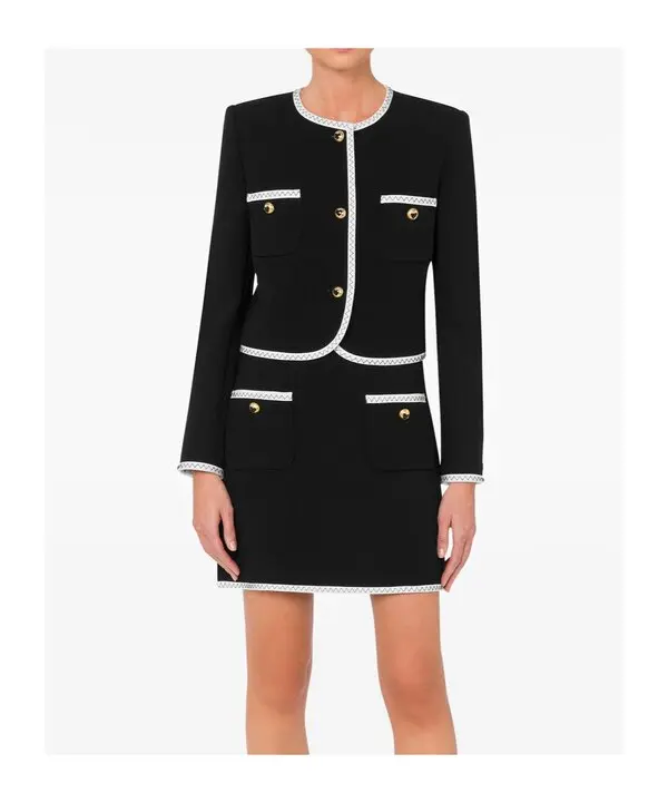 Moschino Collarless Single-breasted Short Jacket