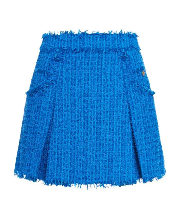 Balmain Pleated Tweed Miniskirt