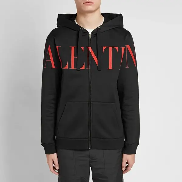 Valentino Garavani Logo Print Zip-up Hoodie