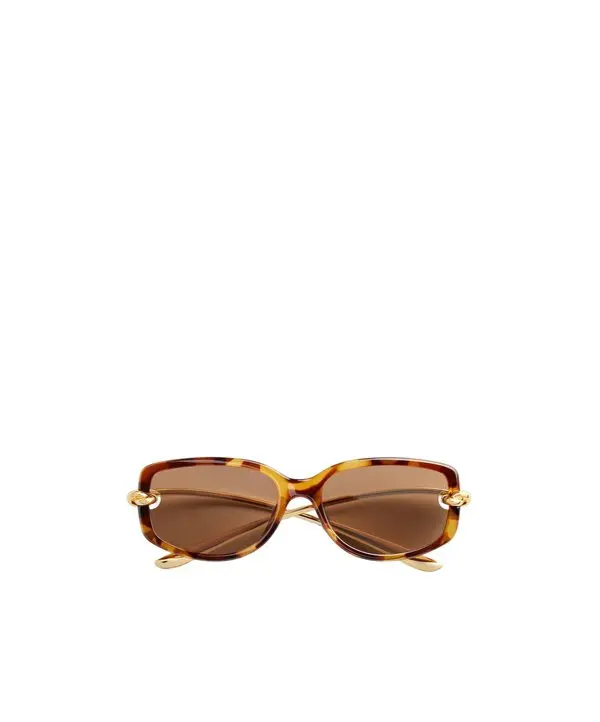 Bottega Veneta Knot Rectangular Sunglasses - Havana/brown