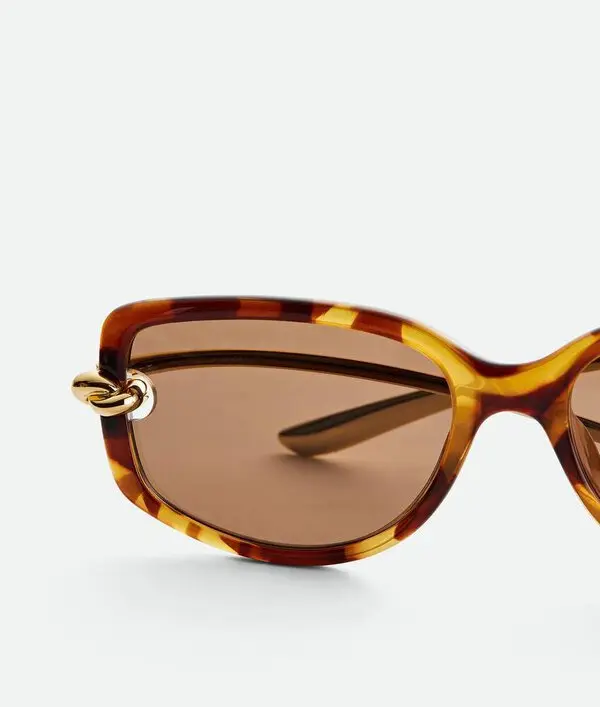 Bottega Veneta Knot Rectangular Sunglasses - Havana/brown