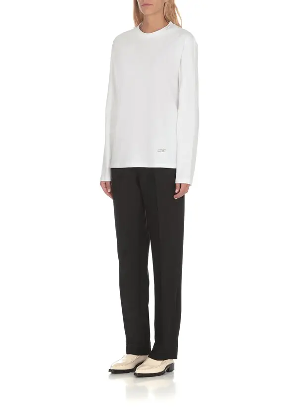 JIL SANDER Logo Plaque Long-sleeved T-shirt - White