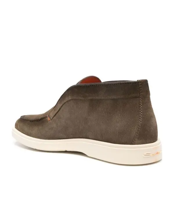 Santoni Almond Toe Slip-on Boots - Brown