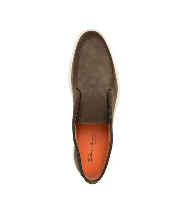 Santoni Almond Toe Slip-on Boots - Brown