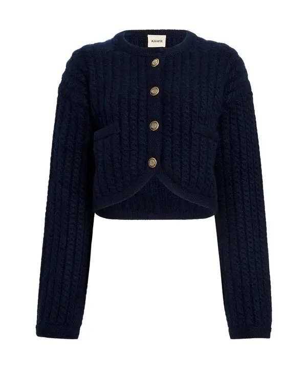 Khaite Balser Cardigan With Gold Buttons - Midnight