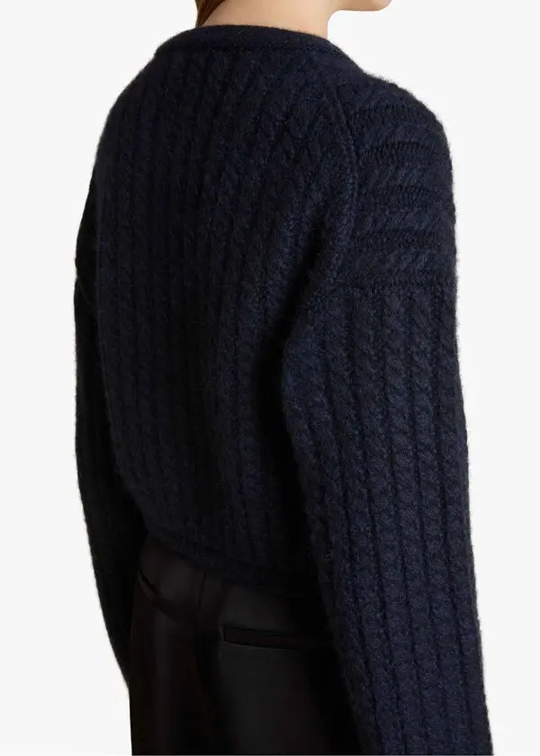 Khaite Balser Cardigan With Gold Buttons - Midnight