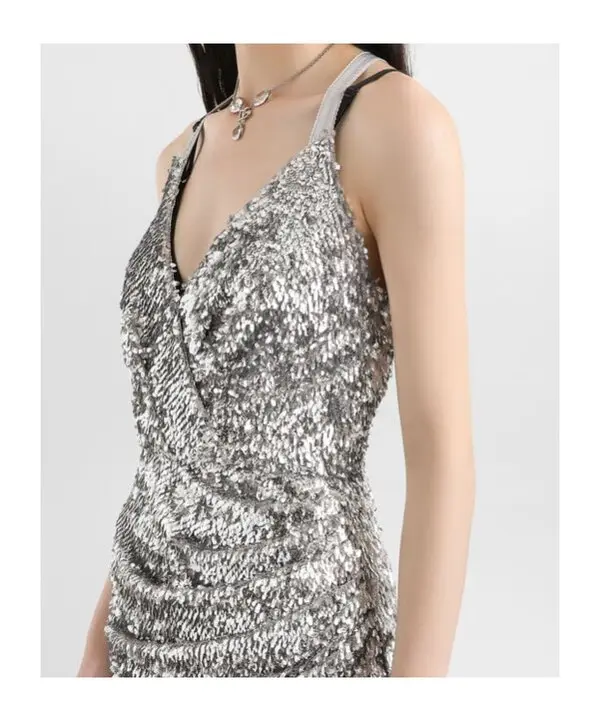 Dolce & Gabbana Sequin Crossover Mini Dress