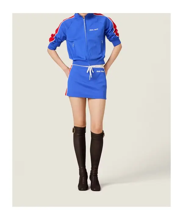 Miu Miu Logo Embroidered Drawstring Mini Skirt