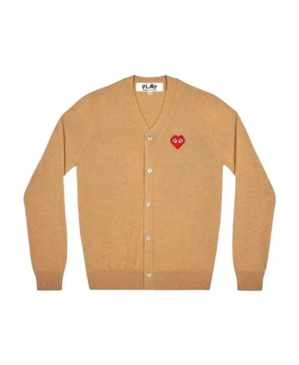 Play Comme Des Garcon Logo Wool Cardigan - Nude
