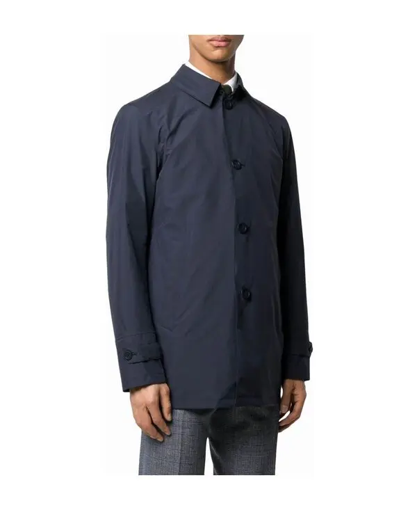 Herno Point-collar Button-through Coat - Blue