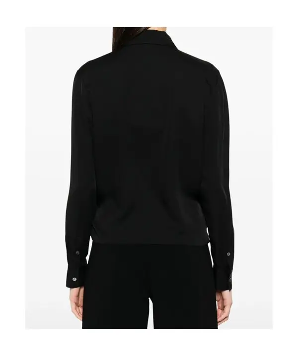 Theory V-neck Draped Blouse - Black