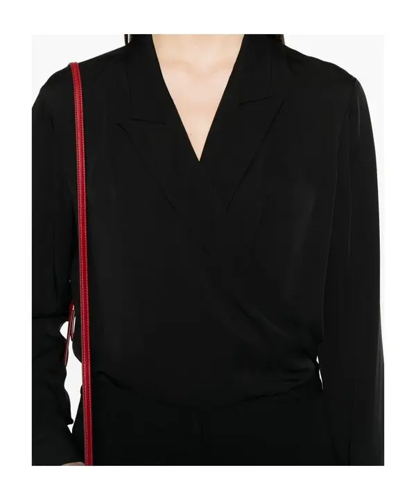 Theory V-neck Draped Blouse - Black