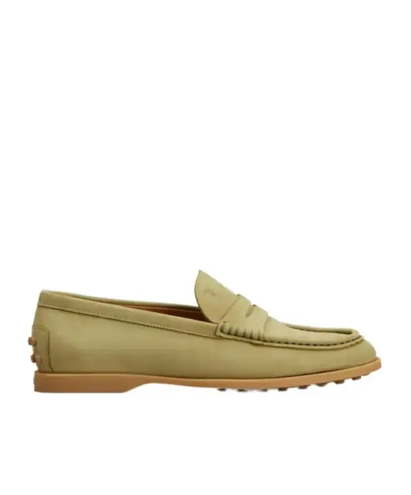 TOD'S Logo Embossed Slip-on Loafers - Green